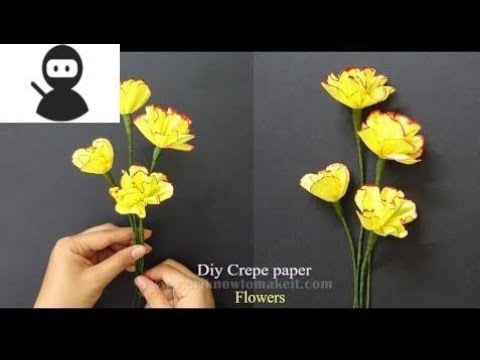 How to make #paperflowers from crepe paper, how to make flower vase out ...